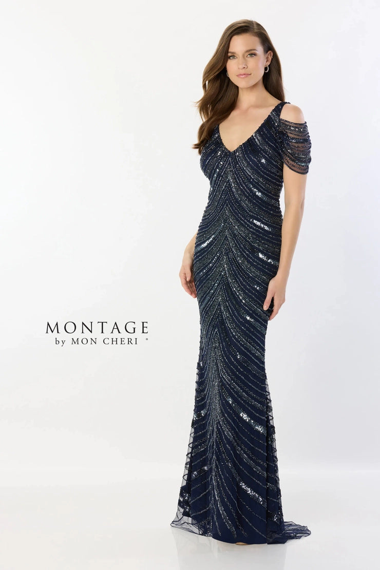 Montage M2244 Beaded V-Neck with Sequins and Tulle – Harriman Clothing Co.